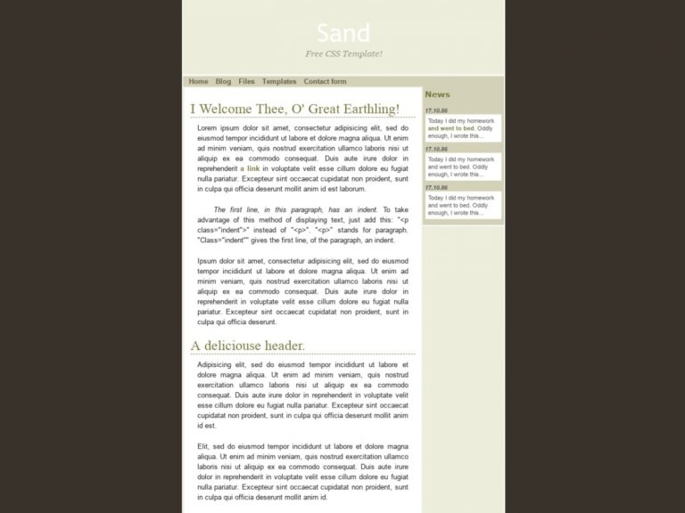 Download free HTML/CSS Template: Sand - Free HTML Templates, Free CSS ...