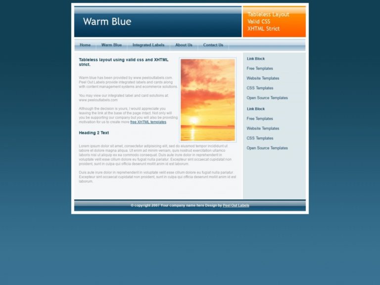 Download free HTML/CSS Template: Warm Blue - Free HTML Templates, Free ...