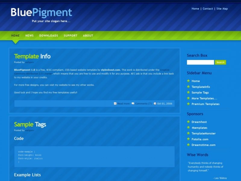 Free HTML Templates for Downloading: Bluepigment 1.0 - Free HTML ...