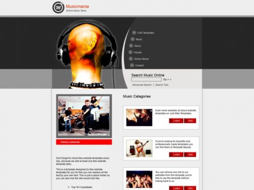 Free HTML/CSS Template: Musicmania - Free HTML Templates, Free CSS ...