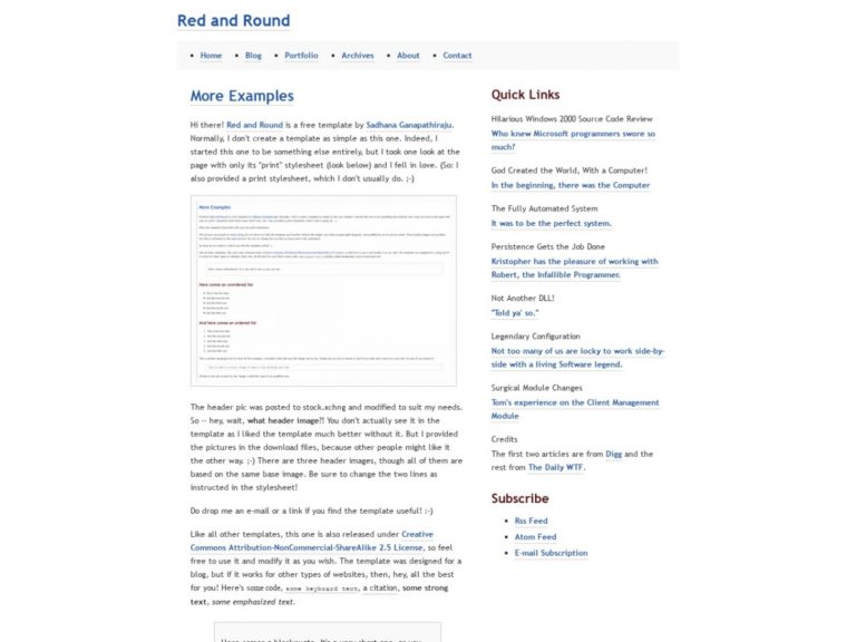 Free HTML/CSS Templates for Downloading: Red And Round - Free HTML ...