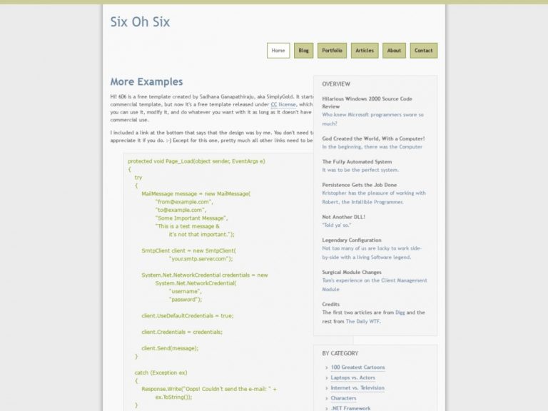 Download Free HTML Template: Six Oh Six - Free HTML Templates, Free CSS ...