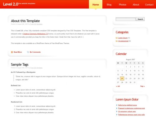 Download free HTML/CSS Template: Level 2.0 - Free HTML Templates, Free ...