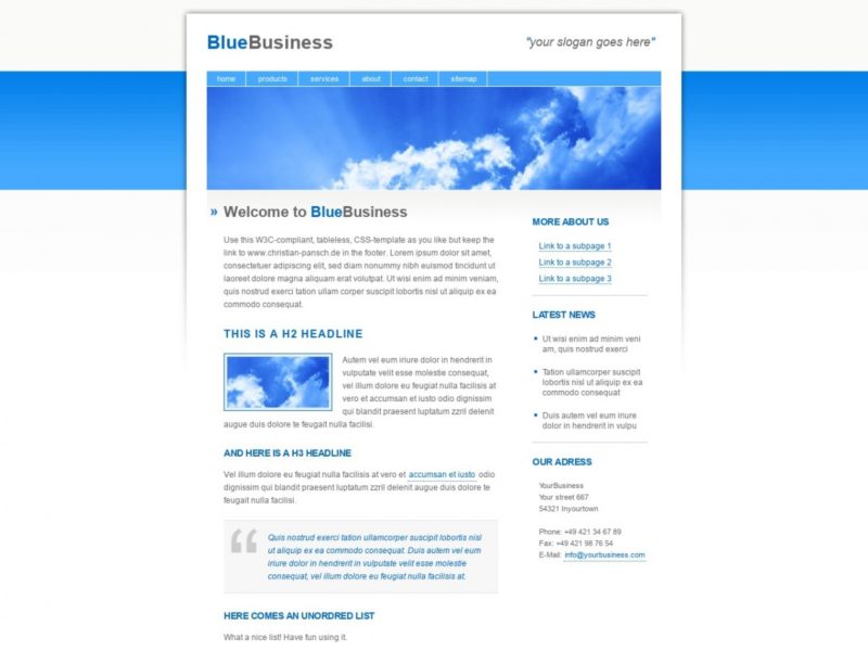 HTML/CSS Templates for Free: Bluebusiness - Free HTML Templates, Free ...
