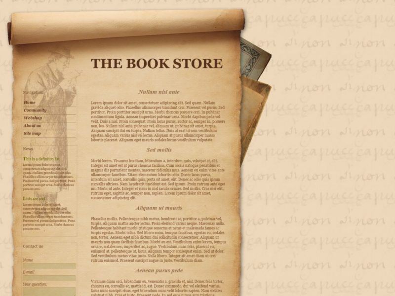 Free HTML/CSS Template: The Book Store - Free HTML Templates, Free CSS ...