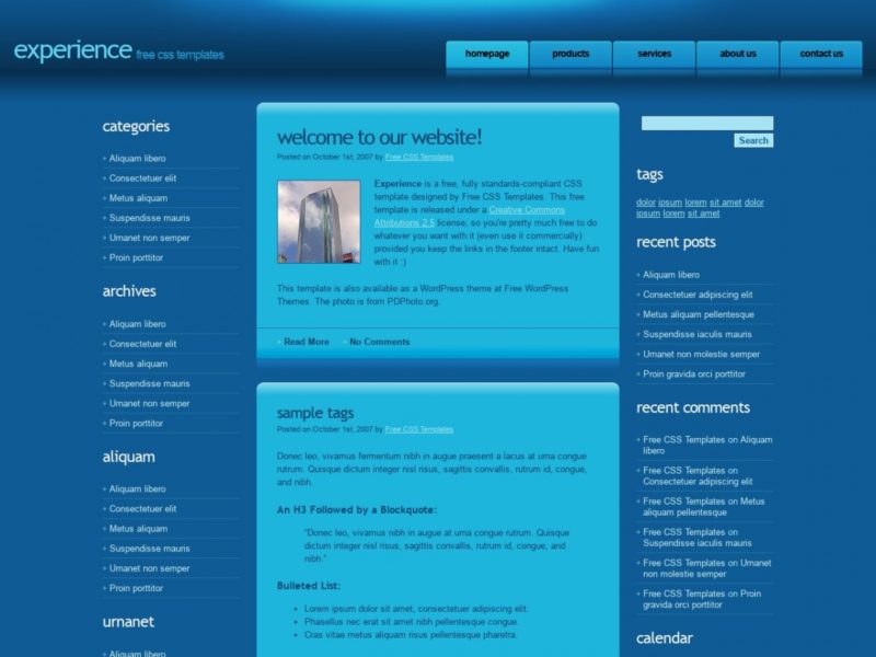 HTML Templates for Free: Experience - Free HTML Templates, Free CSS ...