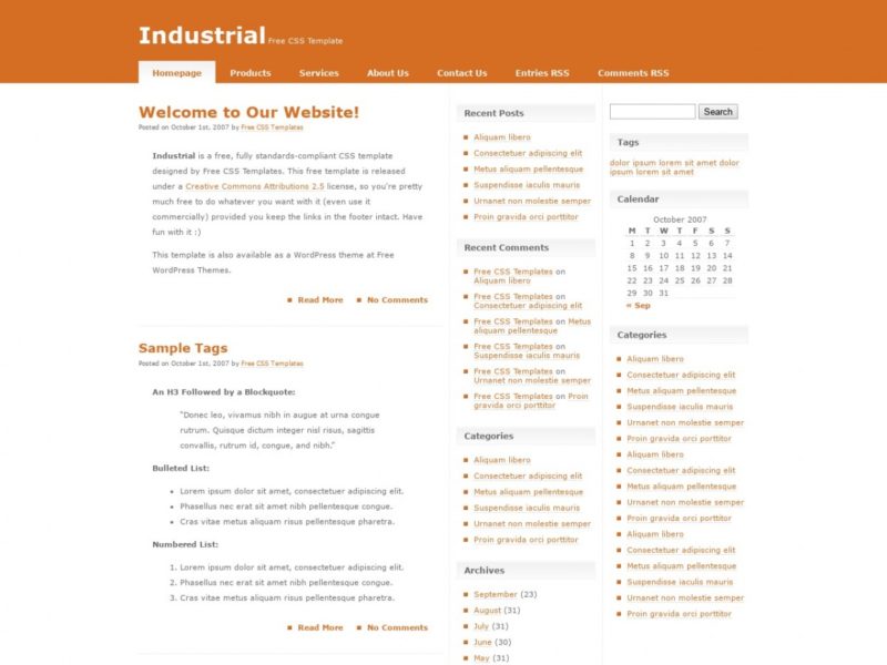 Download Free HTML Template: Industrial - Free HTML Templates, Free CSS ...