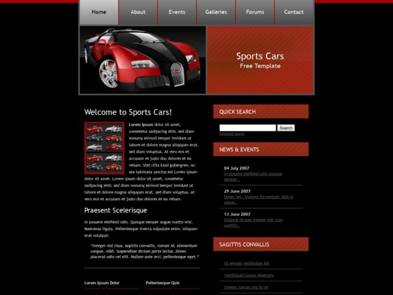 Free HTML/CSS Template: Sports Cars - Free HTML Templates, Free CSS ...