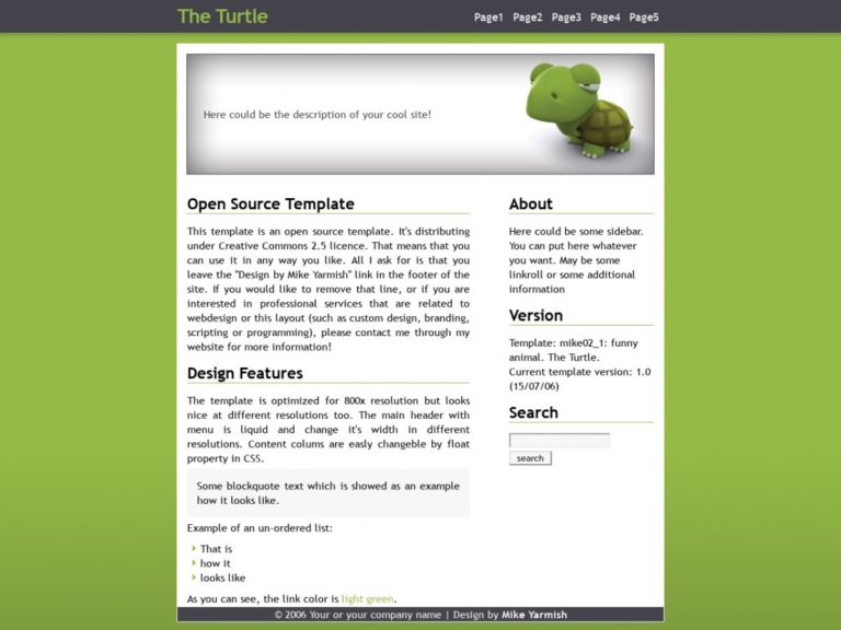 Free HTML Templates for Downloading: The Turtle - Free HTML Templates ...