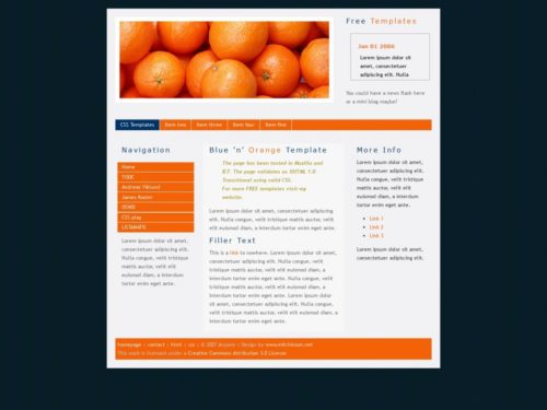 HTML/CSS Templates for Free Downloading: Blue N Orange - Free HTML ...