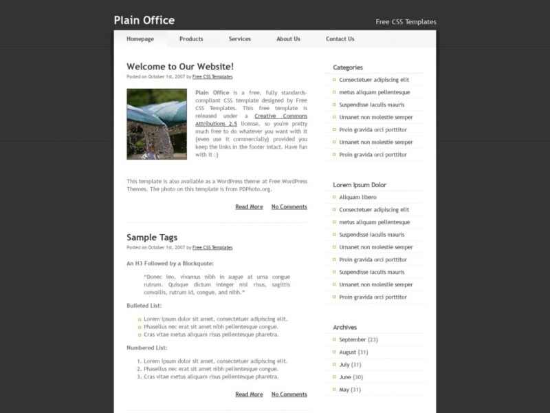 HTML/CSS Templates for Free Downloading: Plain Office - Free HTML ...