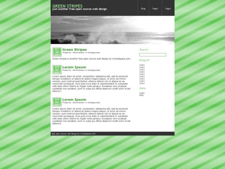 Free HTML/CSS Templates for Downloading: Green Stripes - Free HTML ...
