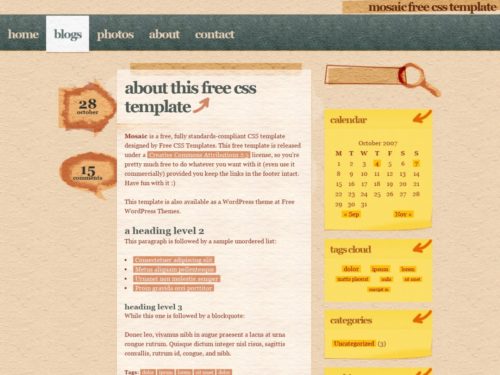 Plantilla Web Gratis: Mosaic - Plantillas HTML Gratuitas