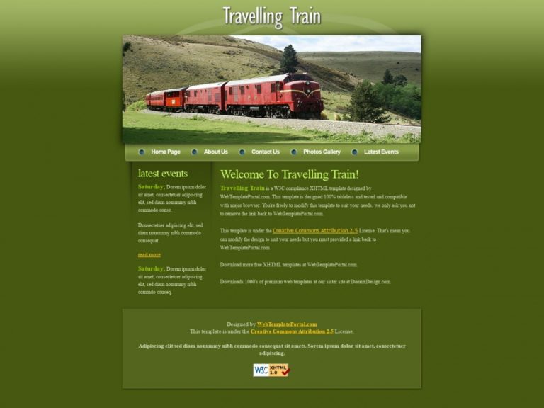 HTML Templates for Free Downloading: Travelling Train - Free HTML ...