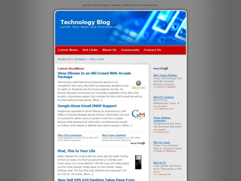 Free HTML/CSS Template: Technology Blog - Free HTML Templates, Free CSS ...