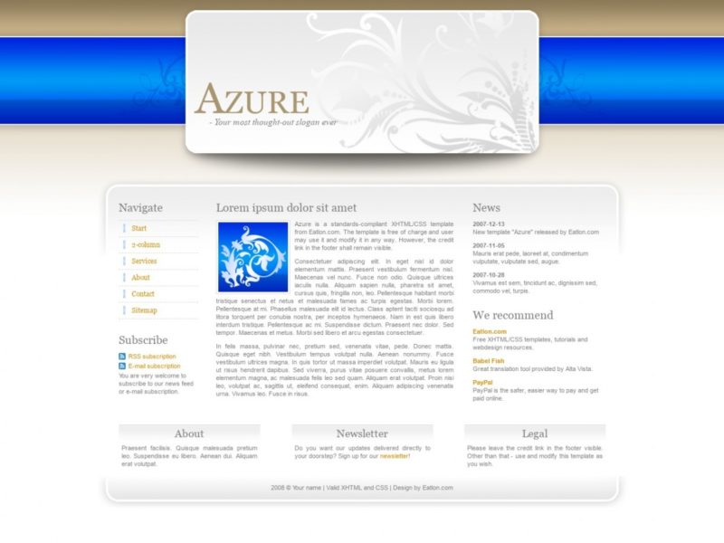 Download free HTML/CSS Template: Azure - Free HTML Templates, Free CSS ...