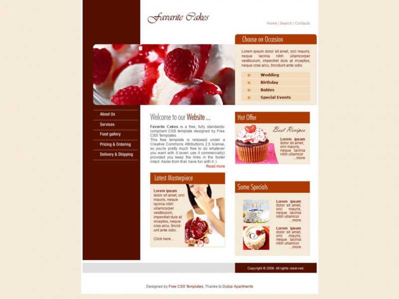 Download HTML/CSS Templates for Free: Favarite Cakes - Free HTML ...