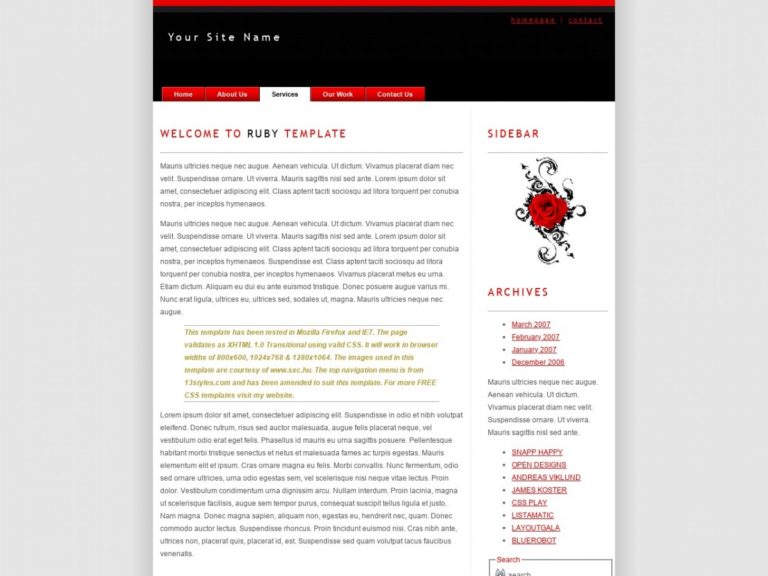 Free HTML/CSS Templates for Downloading: Ruby - Free HTML Templates ...