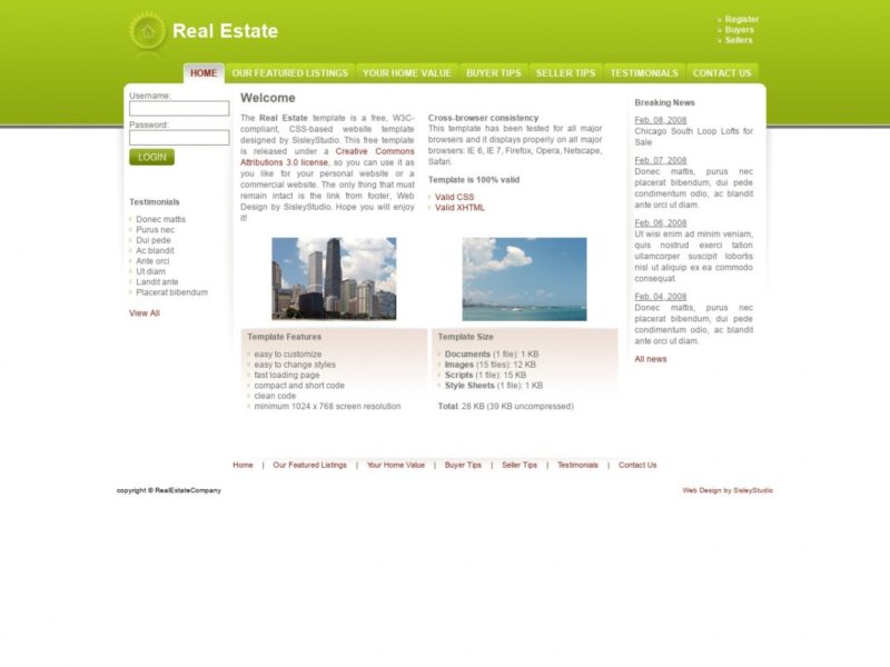 HTML/CSS Templates for Free Downloading: Real Estate - Free HTML ...