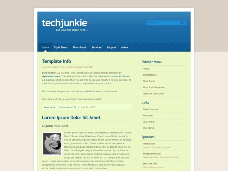 HTML/CSS Templates for Free Downloading: Techjunkie 1.0 - Free HTML ...