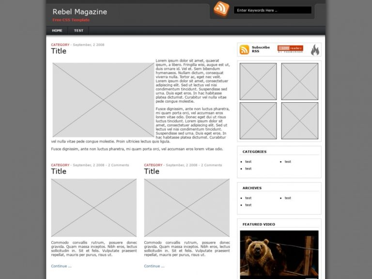 HTML/CSS Templates for Free: Rebel Magazine - Free HTML Templates, Free ...