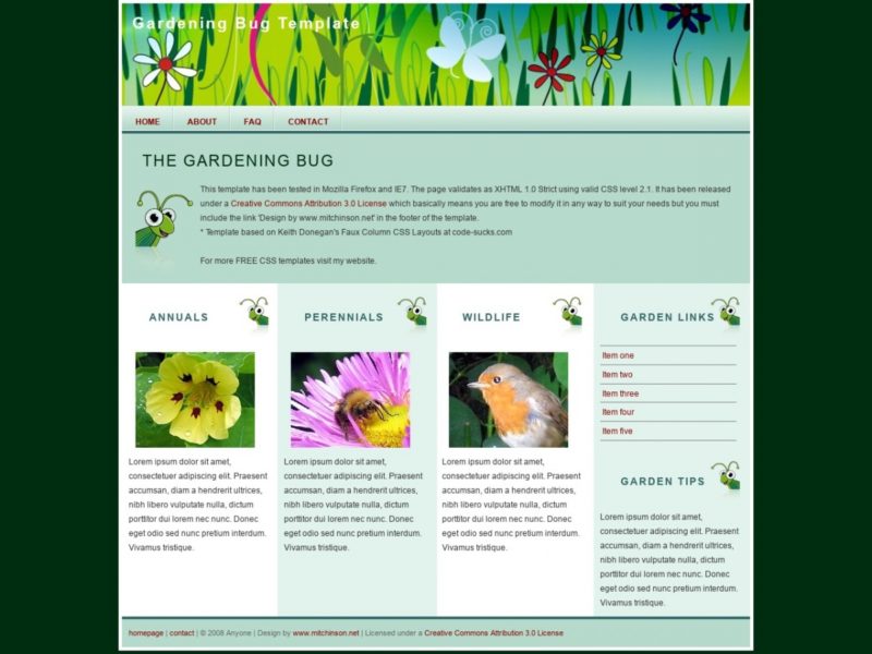 Plantillas HTML/CSS para Descargar Gratuita: Gardening Bug - Plantillas ...