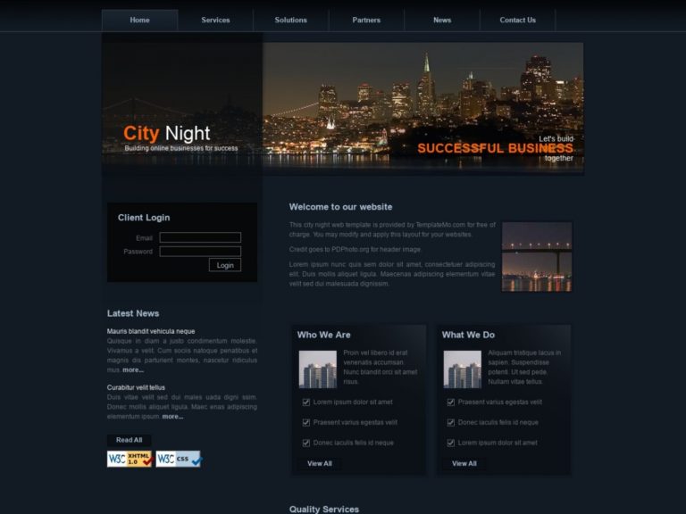 HTML Templates for Free: City Night - Free HTML Templates, Free CSS ...