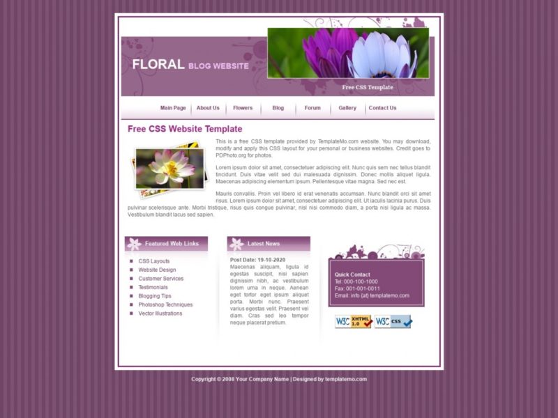 Free HTML Templates for Downloading: Floral - Free HTML Templates, Free ...