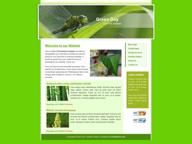 Download free HTML/CSS Template: Green Day - Free HTML Templates, Free ...