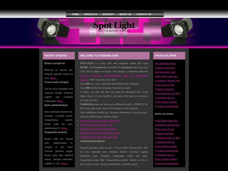 Free Simple Web Template: Spotlight - Free HTML Templates, Free CSS ...