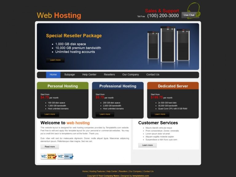Download HTML/CSS Templates for Free: Web Hosting - Free HTML Templates ...